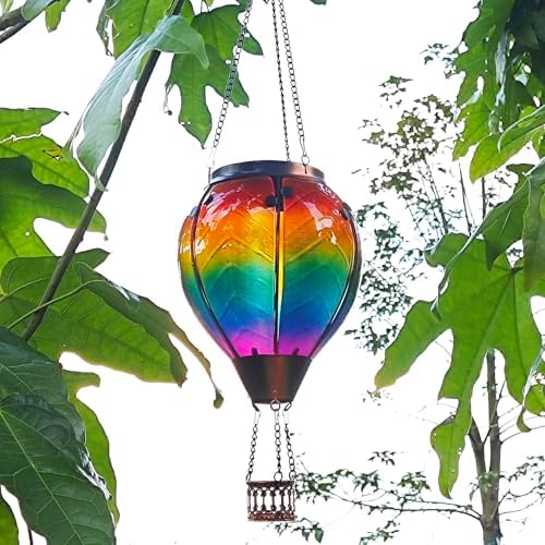 Amazon.com: Solar Hot Air Balloon, Glass Hanging Solar Light Colored ...