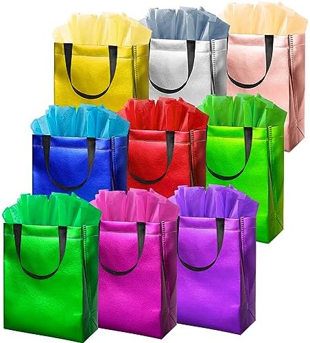 Amazon.com: BLEWINDZ Colorful Gift Bags with Tissues – 9PCS Reusable ...