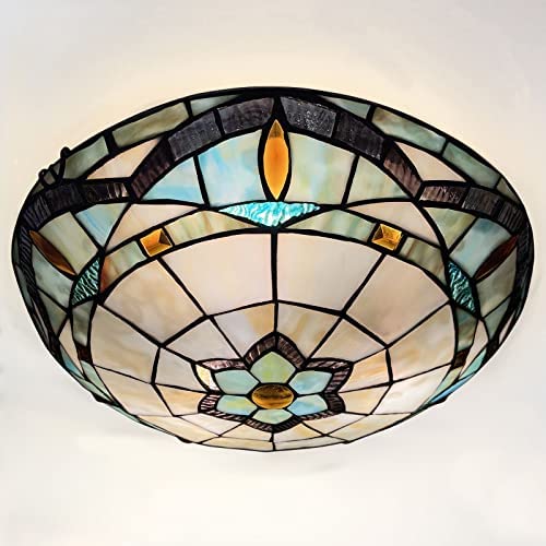 ARTZONE Tiffany Ceiling Lights, Stained Glass Ceiling Light 3-Lights 16 ...