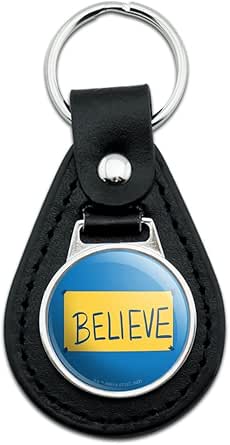 Amazon.com: GRAPHICS & MORE Black Leather Ted Lasso Believe Keychain ...