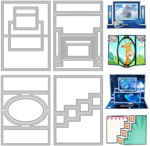 4pcs 3D Card Shape Die Cuts for Card Making, Gift Pop-up Card Cutting ...