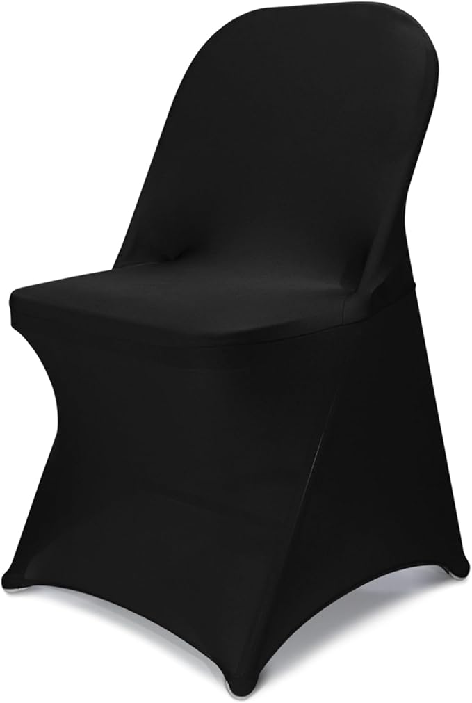 Amazon.com: AZAMIA Stretch Folding Chair Covers 50pcs Black Spandex ...