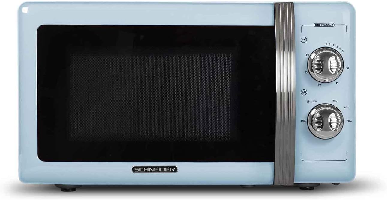 SCHNEIDER SMW20VMBL Microonde 20l 700w mecanica Vintage Blu, Vetro ...