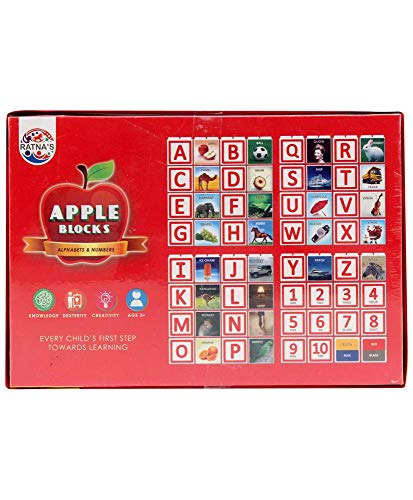 Ratnas Educational Plastic Apple Blocks Alphabets & Numbers Along with ...