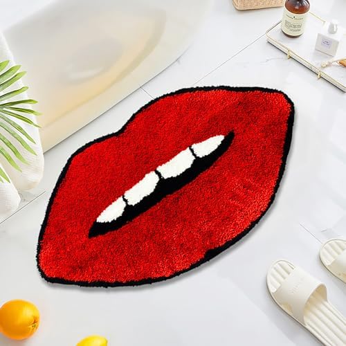 Amazon.com: Panstar Red Lips Bathroom Rug, Cute Funny Biting Lips ...