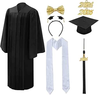 Amazon.com: galeeup Graduation Gown Adult Matte Robe Outfit Bachelor ...