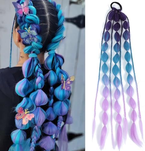 Amazon.com : Long Braided Bubble Colored Hair Extensions, 25 Inches ...