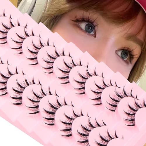 Amazon.com: Manhua Lashes, 10 Pairs Natural Anime-Inspired - Faux Mink ...