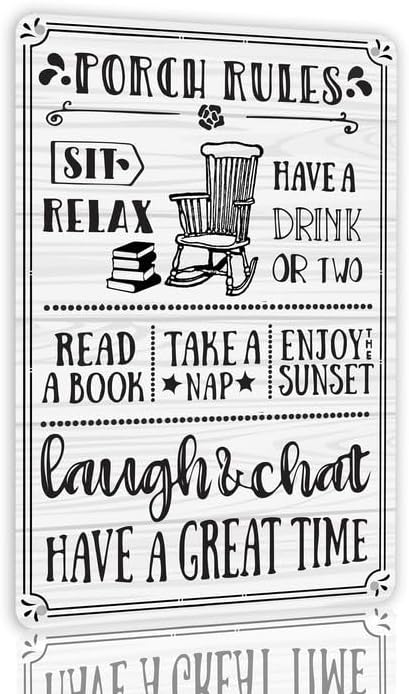Amazon.com : Vwurxau Porch Rules Sign Porch Accessories Sign Porch ...