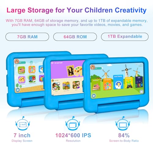 Snapklik.com : SEBBE Kids Tablet Android 13 Tablet 7 Inch, 7GB RAM+64GB ...