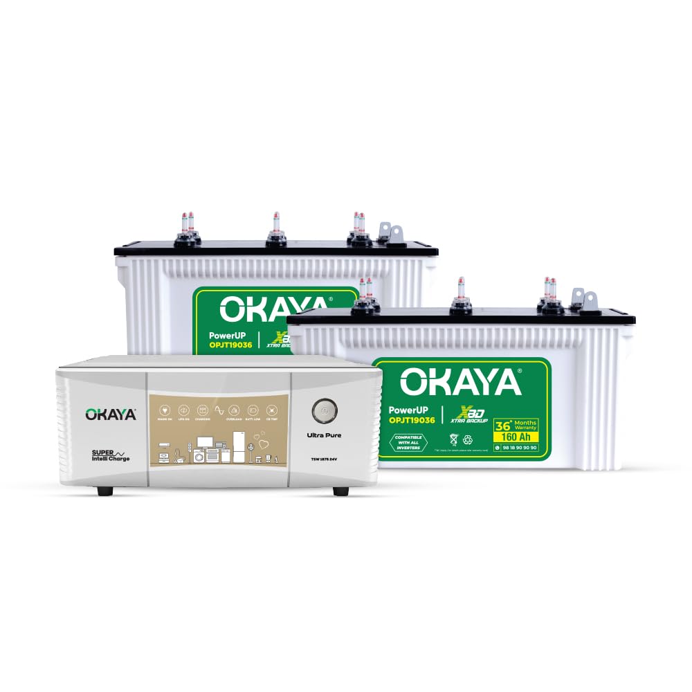 Okaya Inverter & Two Battery Combo (Ultra Pure UPS TSW 1875 True Sine ...