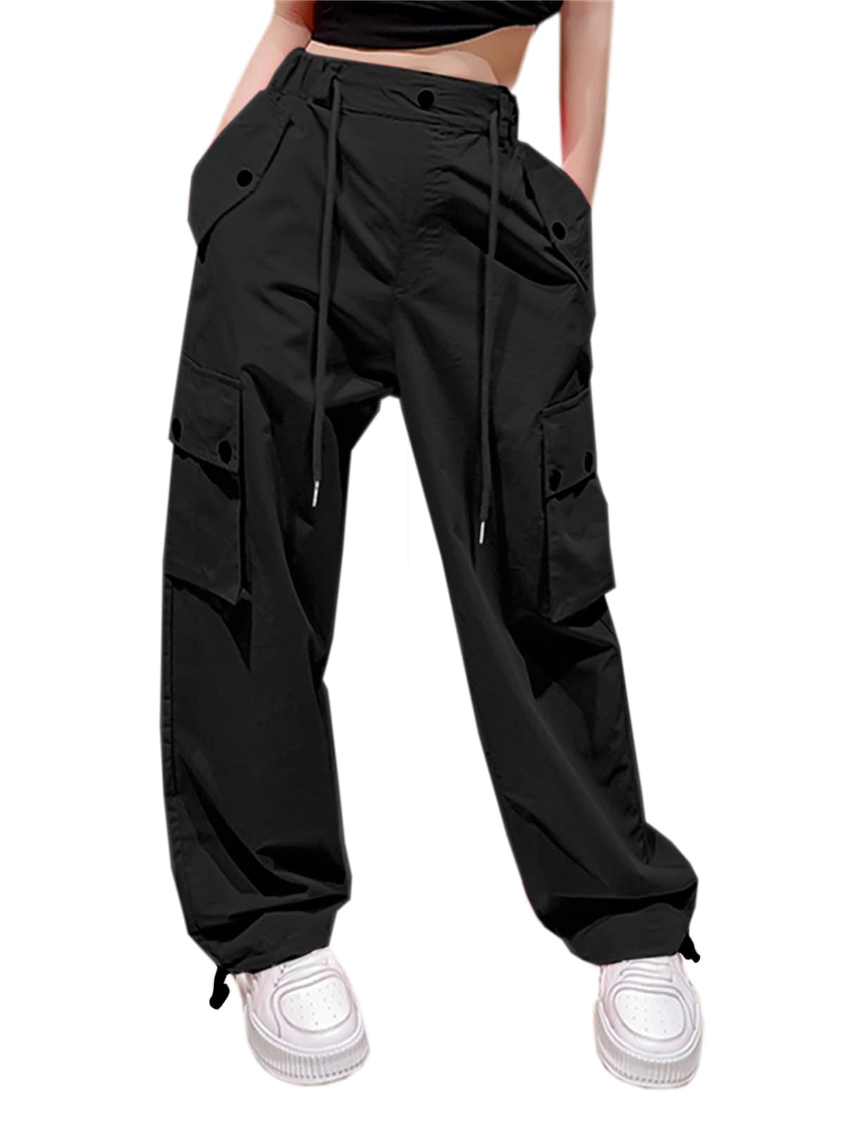 Amazon.com: Cromoncent Girls&Womens High Waist Parachute Pants Y2K ...