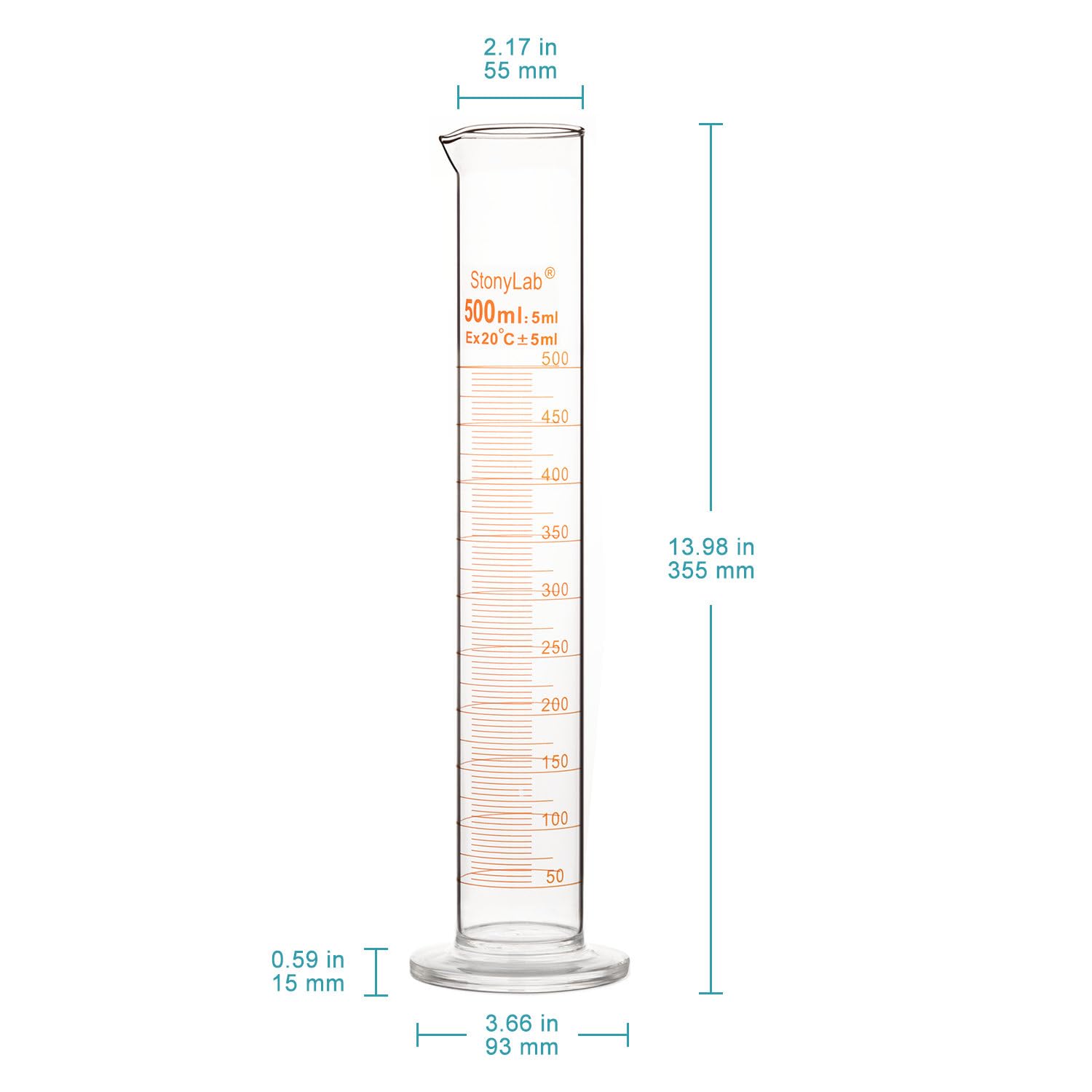 Snapklik.com : Stonylab 1-Pack Graduated Cylinder, Borosilicate Glass ...