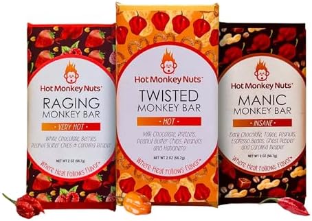 Amazon.com: Hot Monkey Nuts | 3-Pack Spicy Chocolate Bars, Milk(Hot ...