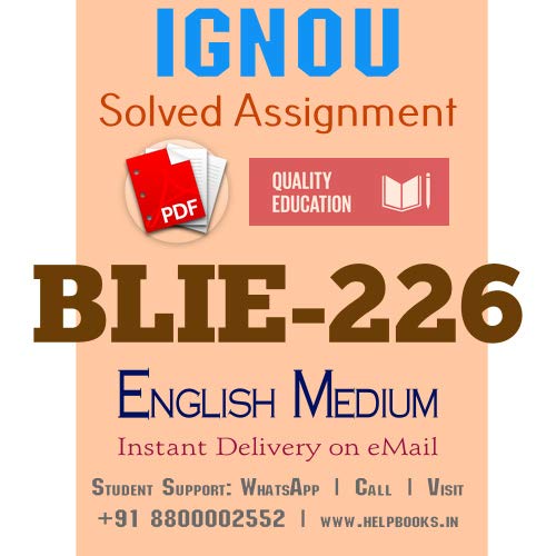 Buy BLIE226 IGNOU Solved Assignment 2020-2021 (English Medium) BLIE-226 ...