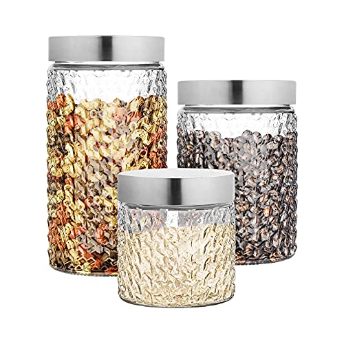 Snapklik.com : Style Setter Square Canister Set 3-Piece Glass Jars In ...