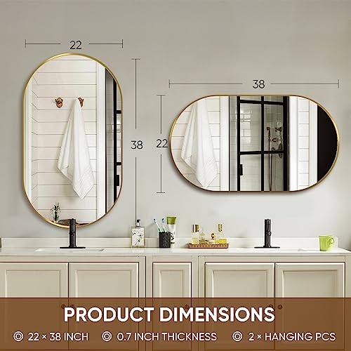 Snapklik.com : Oval Mirror, 22x38 Gold Oval Bathroom Mirror For Wall ...