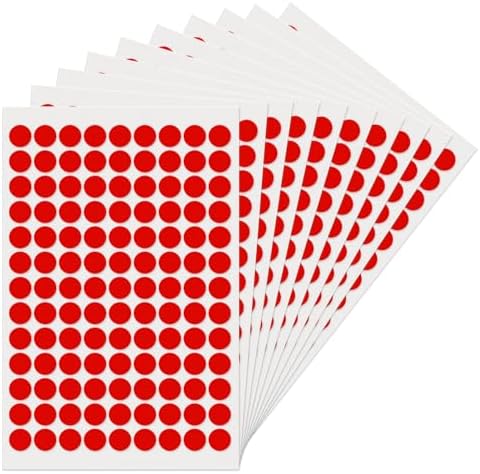 YIKIADA Red 13 mm Round Stickers Self-Adhesive Circle Labels Color ...