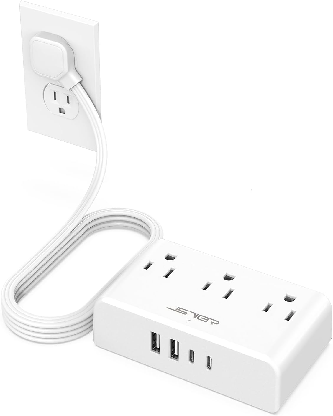 Amazon.com: Flat Plug Power Strip, JSVER Power Strip with 5 AC Outlets ...