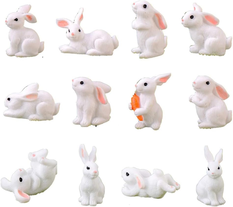 Amazon.com: Beauy Girl 16 Pcs Fairy Garden Miniature Rabbit Figure Mini ...