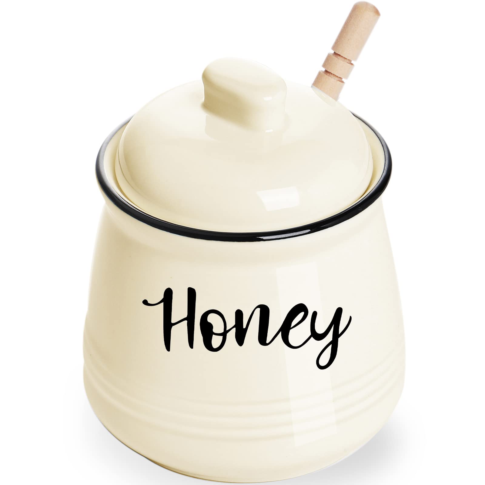 Snapklik.com : HAOTOP Farmhouse Porcelain Honey Jar