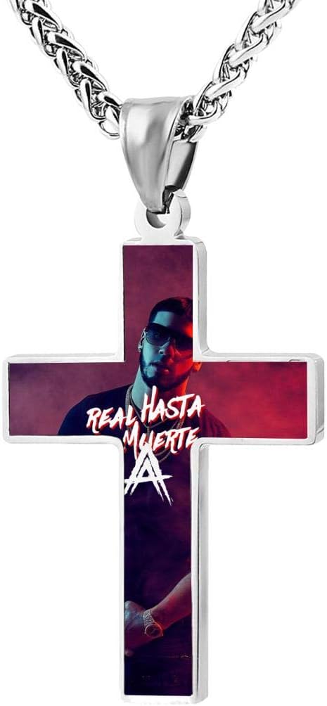 Anuel-Reggae Religious Cross Necklace Pendant Chain Silvery Jewelry ...