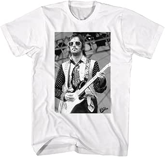 Amazon.com: Eric Clapton T Shirt On Stage Black & White Photo Men's ...