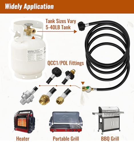 CALPOSE 12 FT Propane Extension Hose with Gauge, Propane Hose Include ...