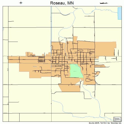 Amazon.com: Large Street & Road Map of Roseau, Minnesota MN - Printed ...