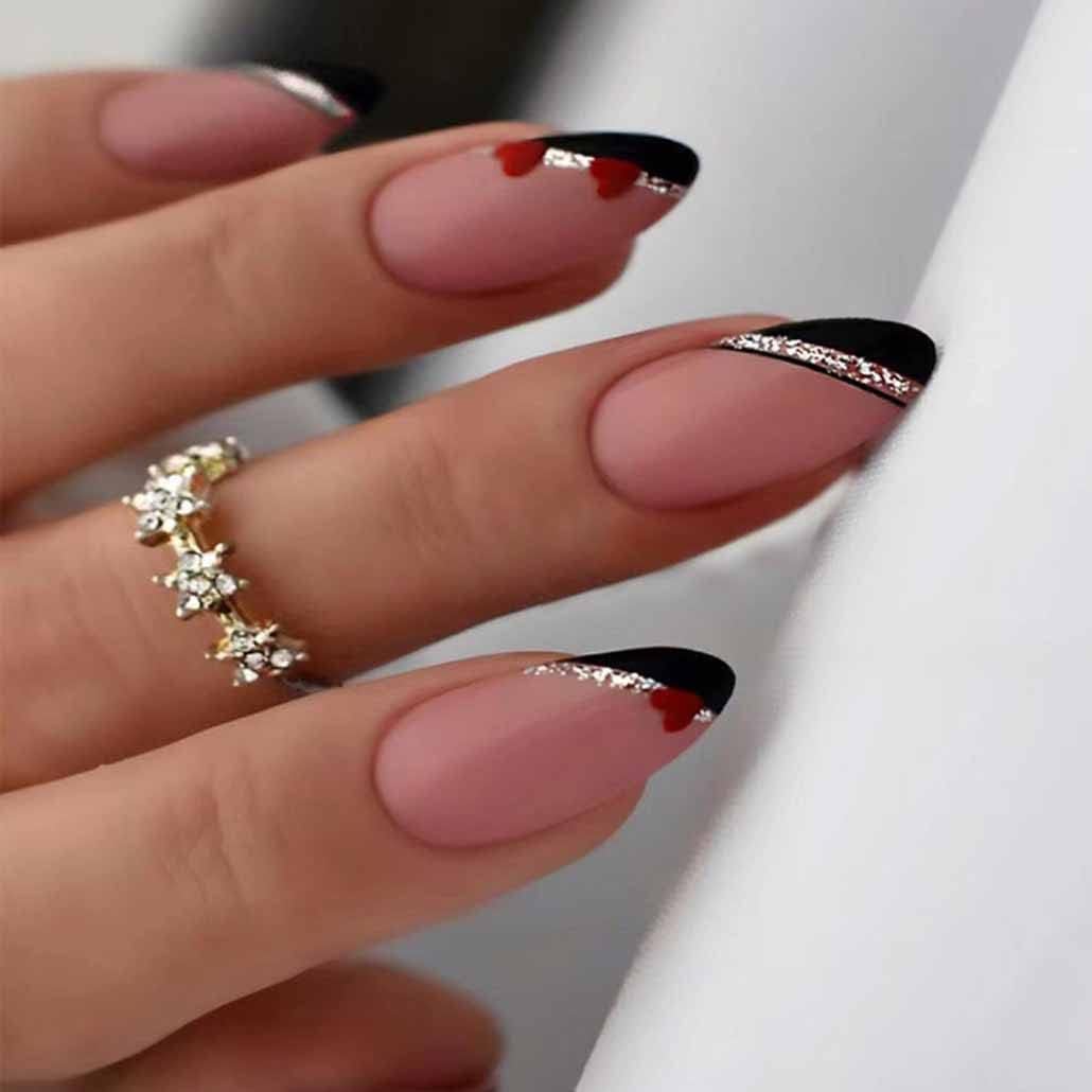 Amazon.com: Foccna Black Press on Nails Medium, Acrylic Fake Nails ...
