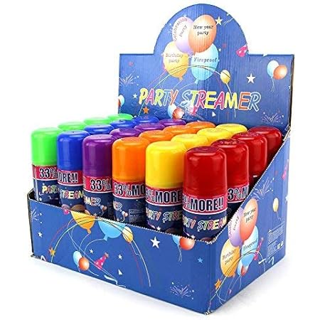 Amazon.com: 96 Pack of Party Streamer Spray String in a Can Children's ...