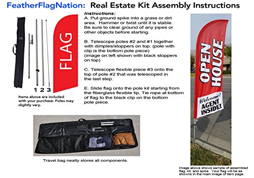 Snapklik.com : Red Open House Sign For Real Estate Feather Banner Flag Kit