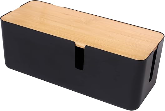 Amazon.com: Changsuo Cable Management Box with Bamboo Lid Small Cable ...
