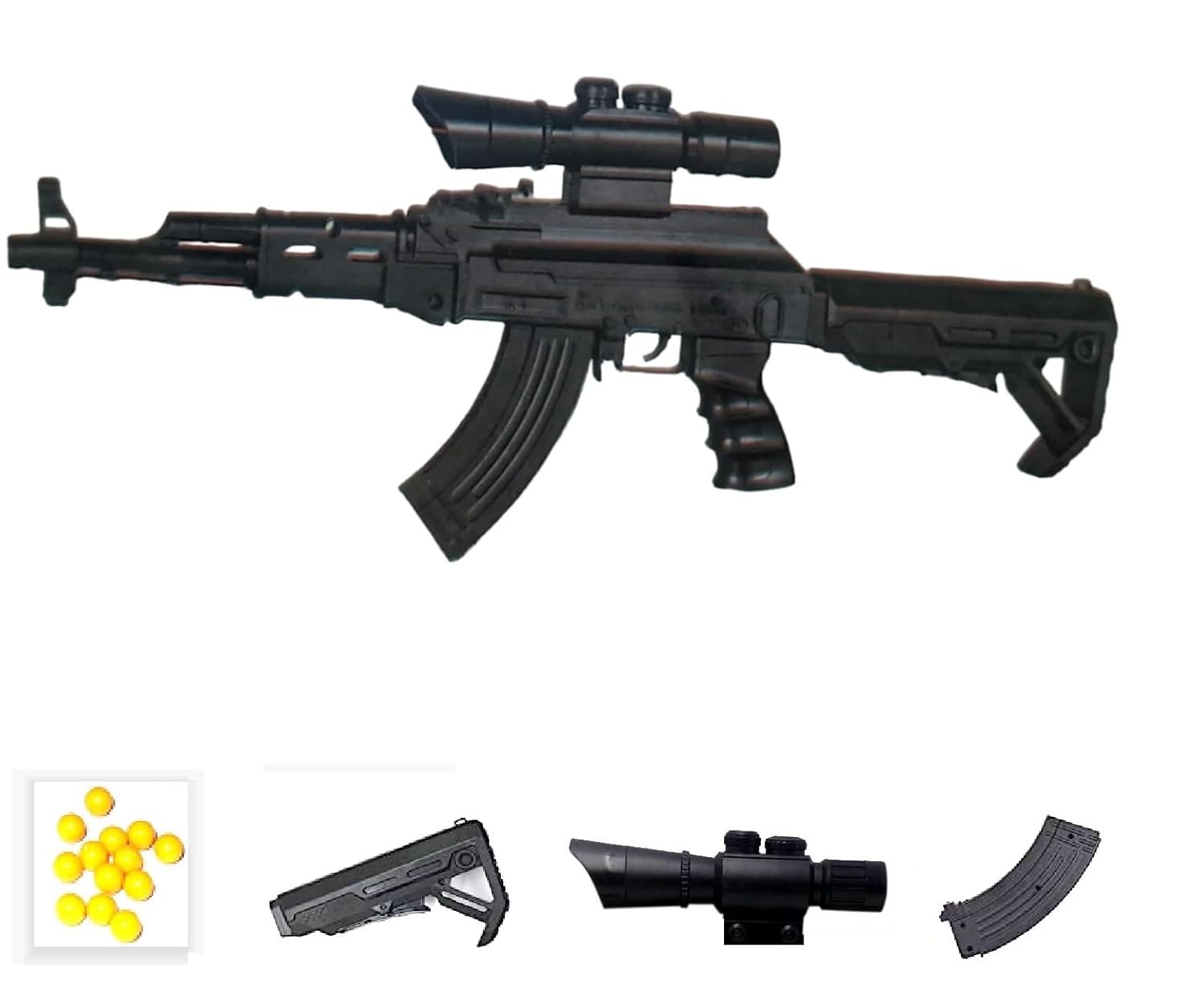 IndusBay® M762 AK47 BB Bullet Toy Gun with LED Laser Light AK 47 AK-47 AWM Gun Military Style AK ...