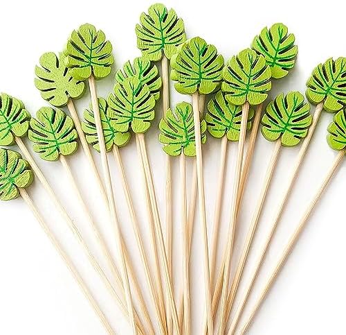 Amazon.com | Cocktail Picks, Fancy Green Leaf Toothpicks for Appetizers ...