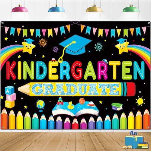 Amazon.com: Large 72x44 Inch Kindergarten Graduation Backdrop ...