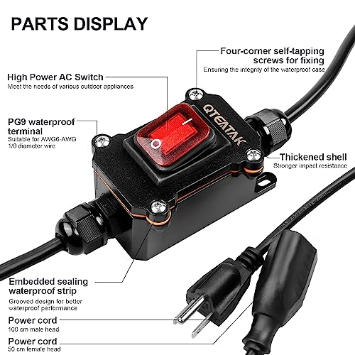 Snapklik.com : QTEATAK Inline Cord Switch DPST AC 20A-125V 16A-250V ...