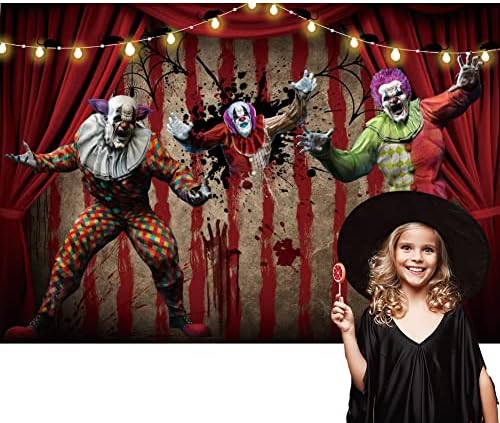 Amazon.com : AOFOTO 10x7ft Scary Clown Decorations Backdrop Horror ...