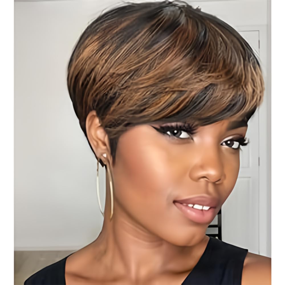 Amazon.com : MUJGOO Pixie Curly Wigs Pixie Short Wigs for Black Women ...