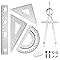 YAANBUNB 6 Pcs Geometry Set Aluminum Alloy Ruler Set Geometry Compass ...