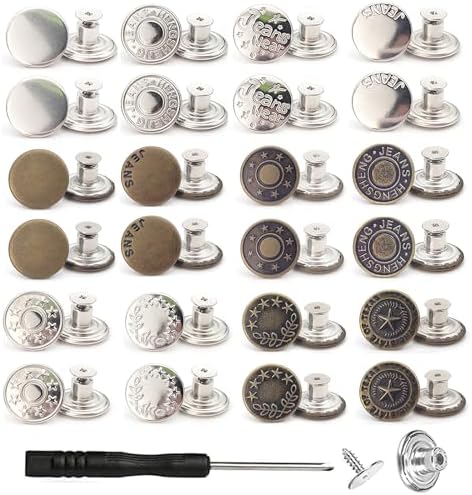 Amazon.com: YUMIHAN 20 Sets Adjustable Buttons for Jeans, 20mm No Sew ...