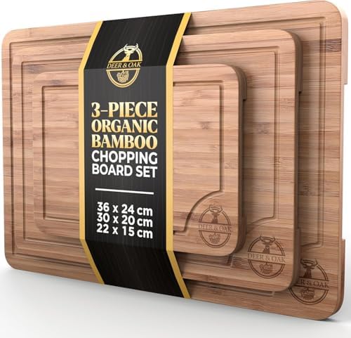 Cooks Professional Index Chopping Board Set | Set of 4 Bamboo Chopping ...