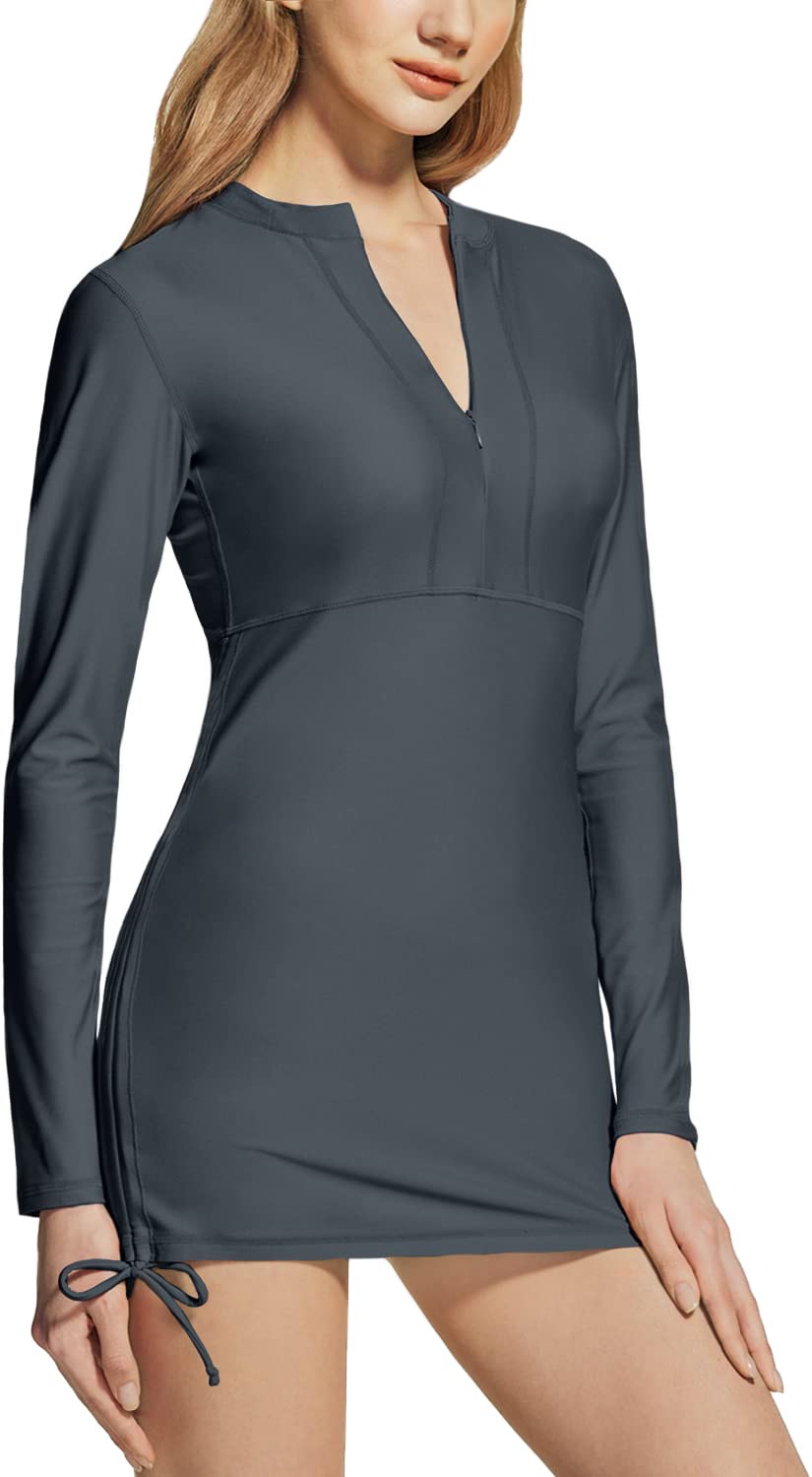 Snapklik.com : Womens Half-Zip Front Rash Guard, UPF 50+ Side ...