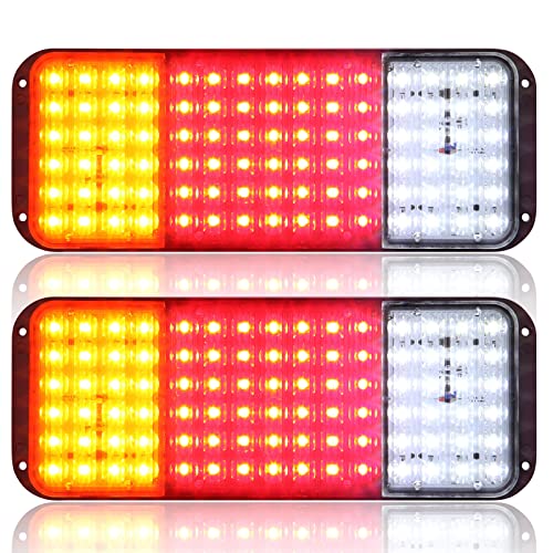 AT-HAIHAN Lot de 2 feux arrière LED rouges et ambrés avec boîtier en ...