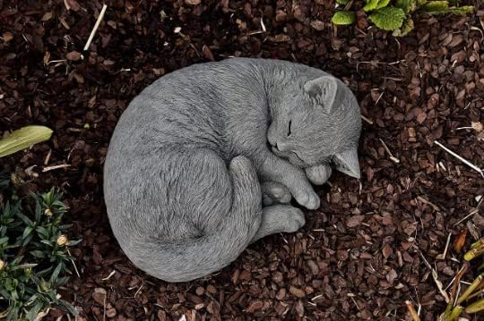 Amazon.com: Curled up Sleeping cat Figurine Garden Resting Kitty Statue ...