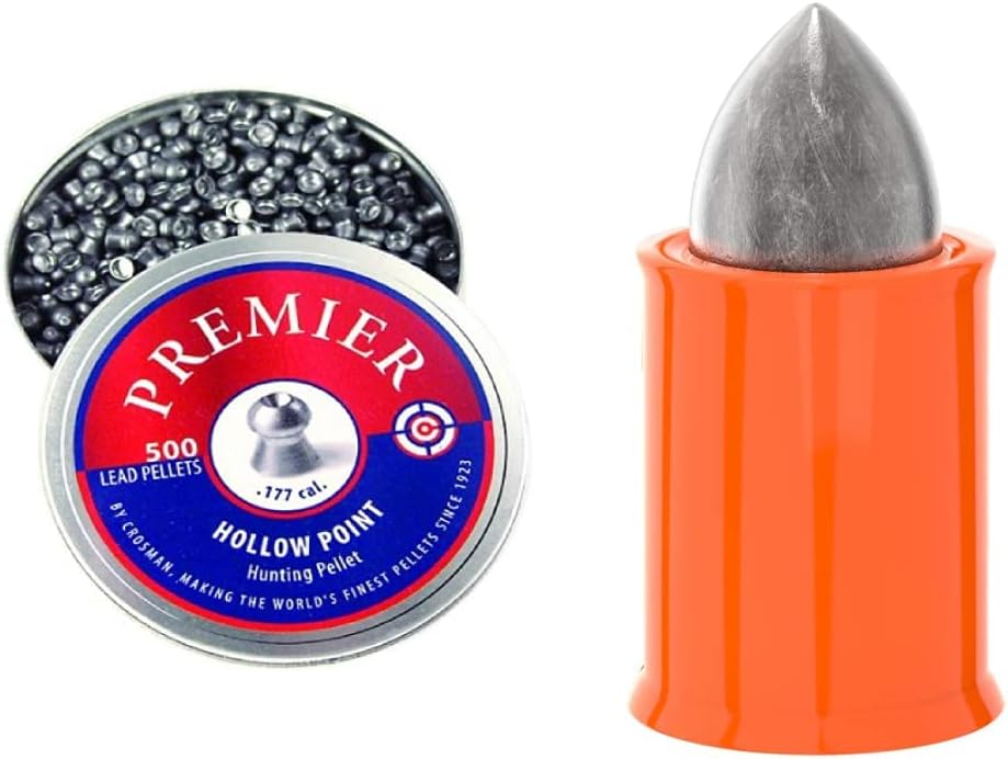 Crosman LHP77 Premier Hollow Point 0.177 Caliber Airgun Pellets (500-Count) & LF1754 Powershot ...