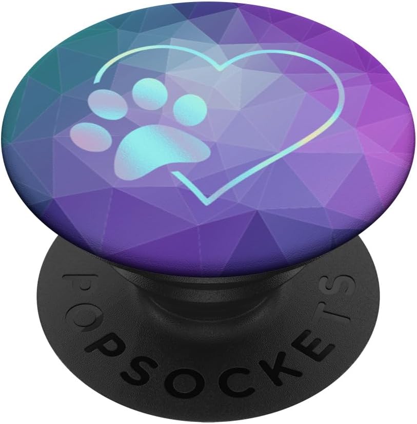 Amazon.com: Rainbow Dog Paw Print Teal Rose Watercolor PopSockets ...