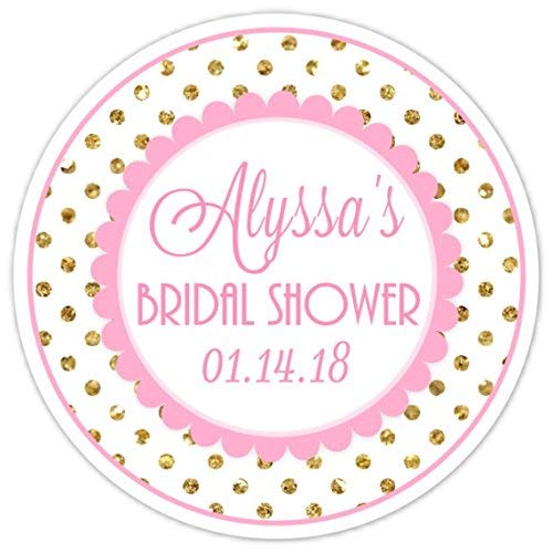 Amazon.com: Wedding Shower Stickers, Gold Dots and Pink Stickers ...
