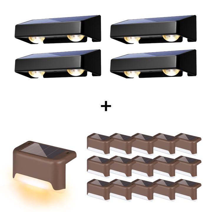 SOLPEX Solar Deck Lights Outdoor 16 Pack, Solar Step Lights Waterproof ...