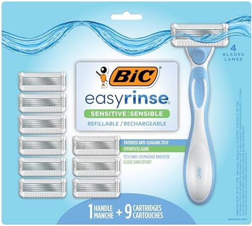 Amazon.com: BIC EasyRinse Sensitive Anti-Clogging, Refillable Women's ...
